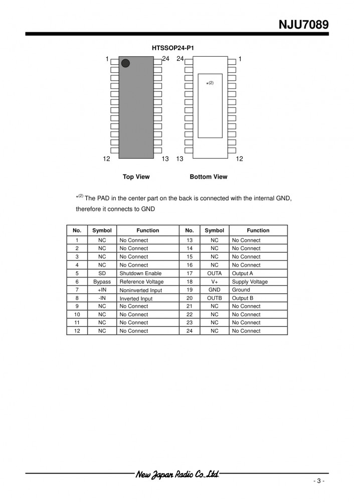 NJU7089 datasheet page 3
