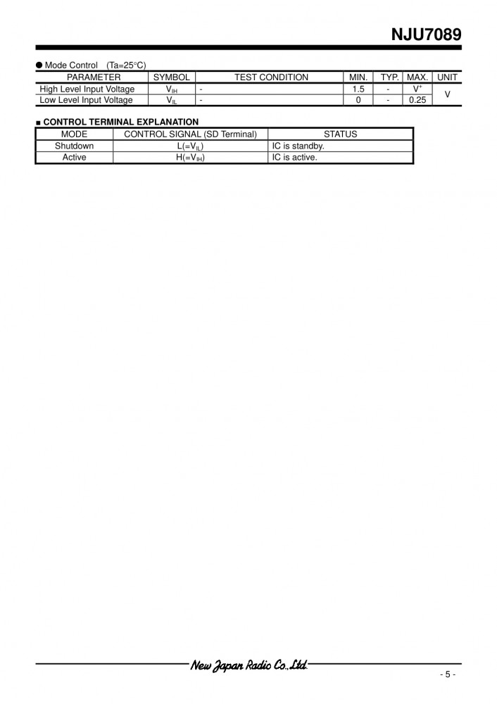 NJU7089 datasheet page 5