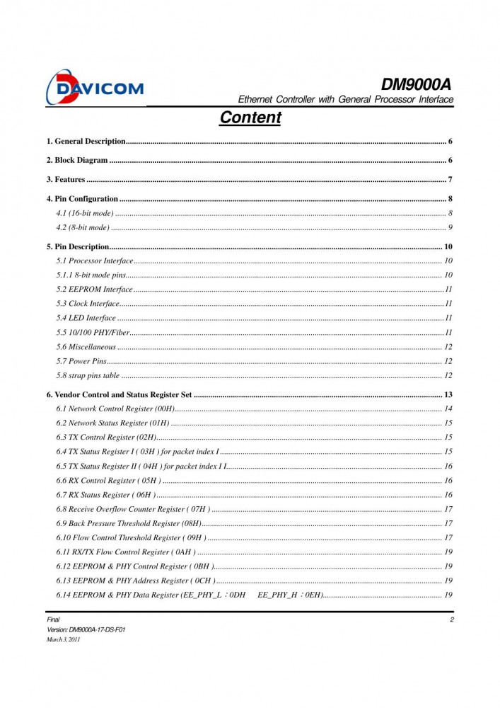 DM9000A datasheet page 2