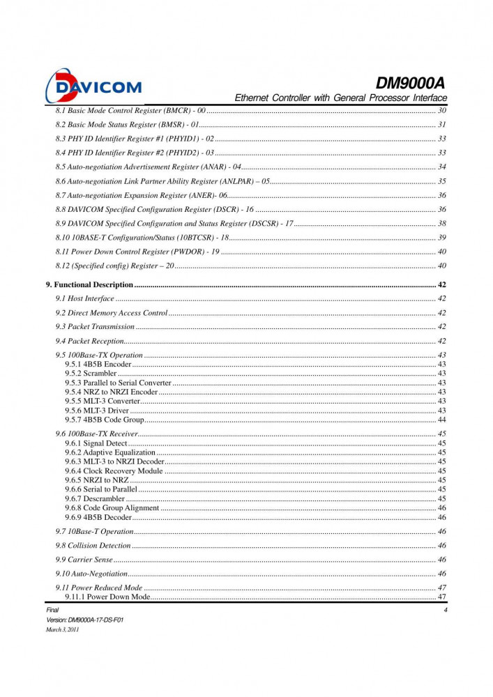 DM9000A datasheet page 4
