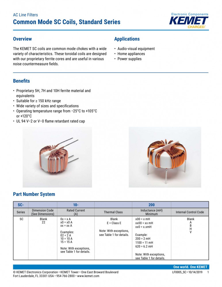 KEMET SC series datasheet page 1
