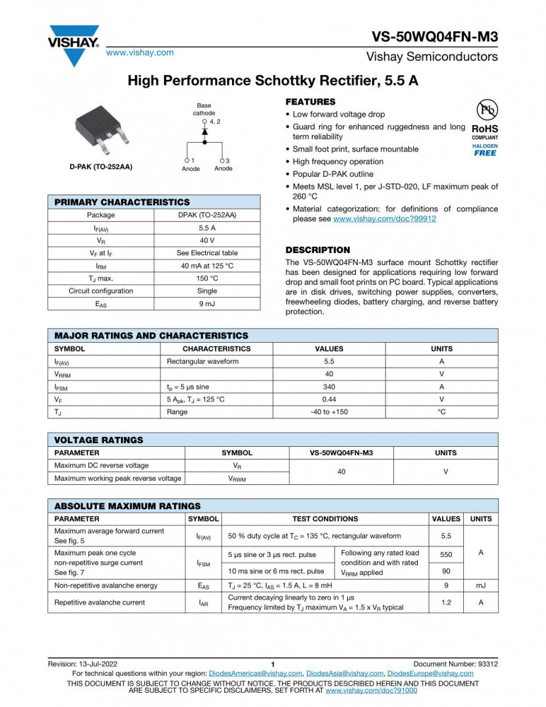 VS-50WQ04FN datasheet page 1