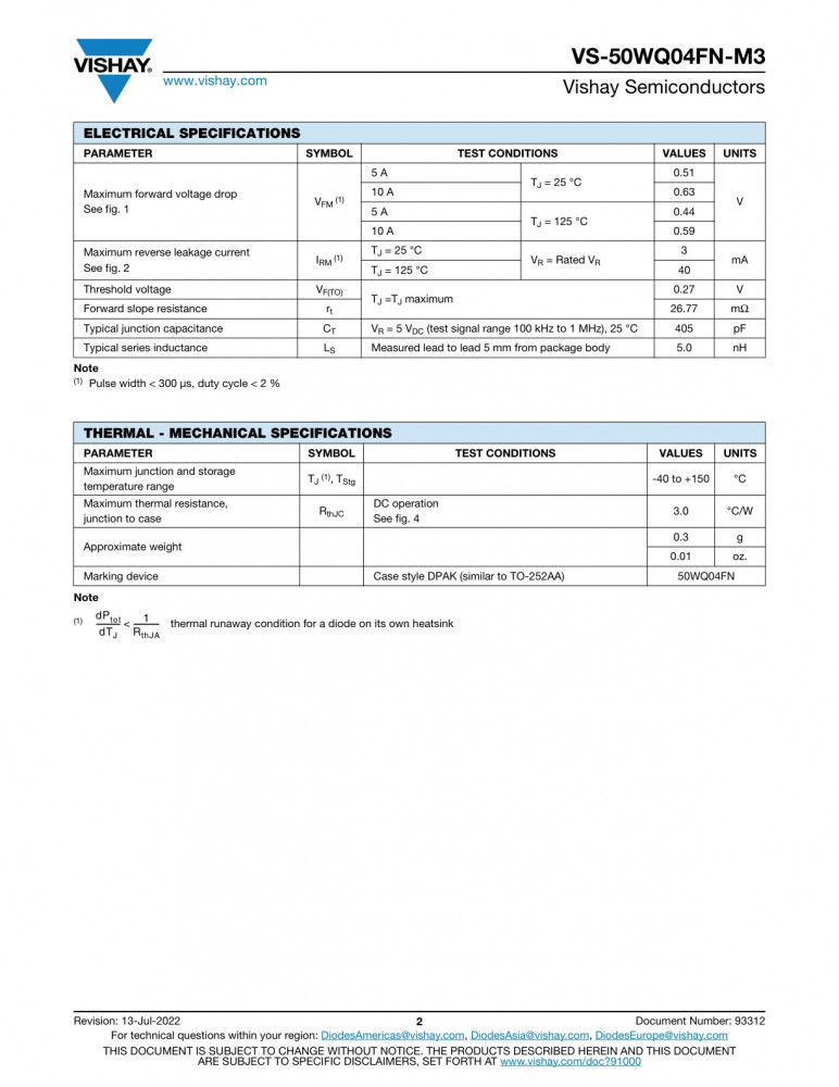VS-50WQ04FN datasheet page 2
