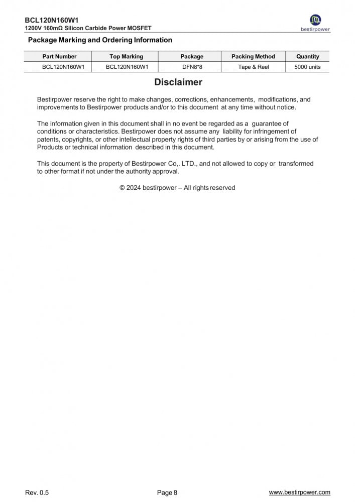 BCL120N160W1 datasheet page 8