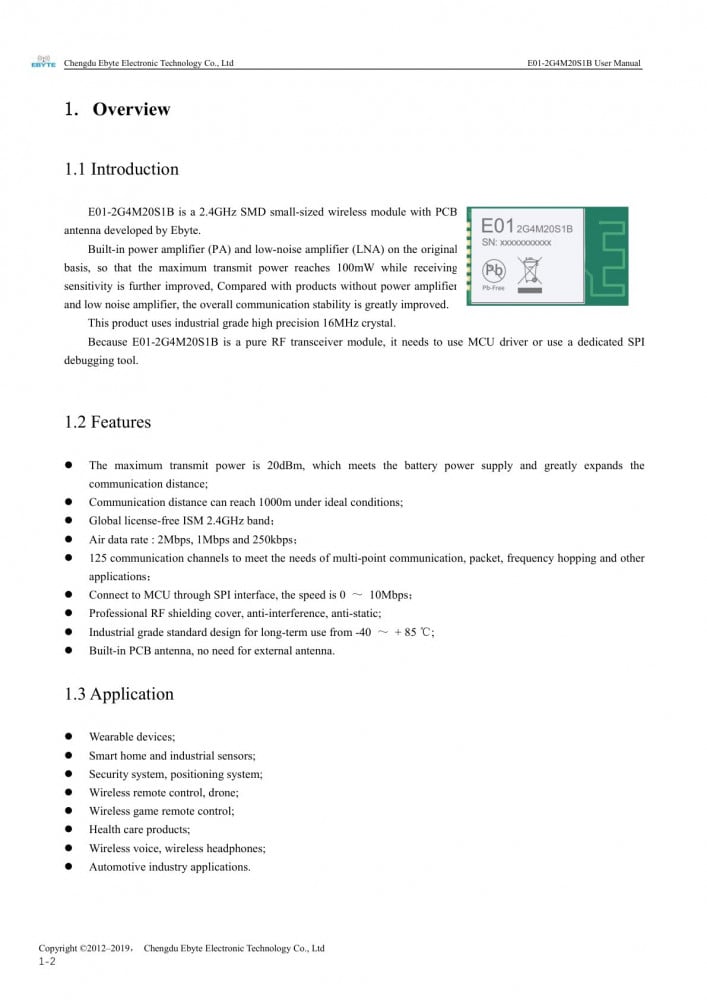 E01-2G4M20S1B datasheet page 3
