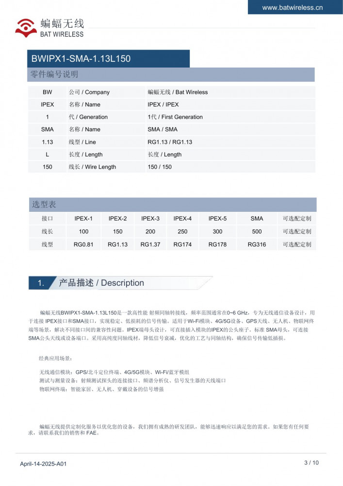 BWIPX1-SMA-1.13L150 datasheet page 3