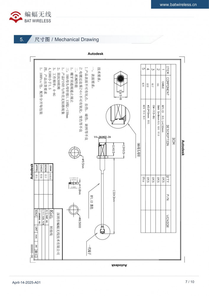 BWIPX1-SMA-1.13L150 datasheet page 7