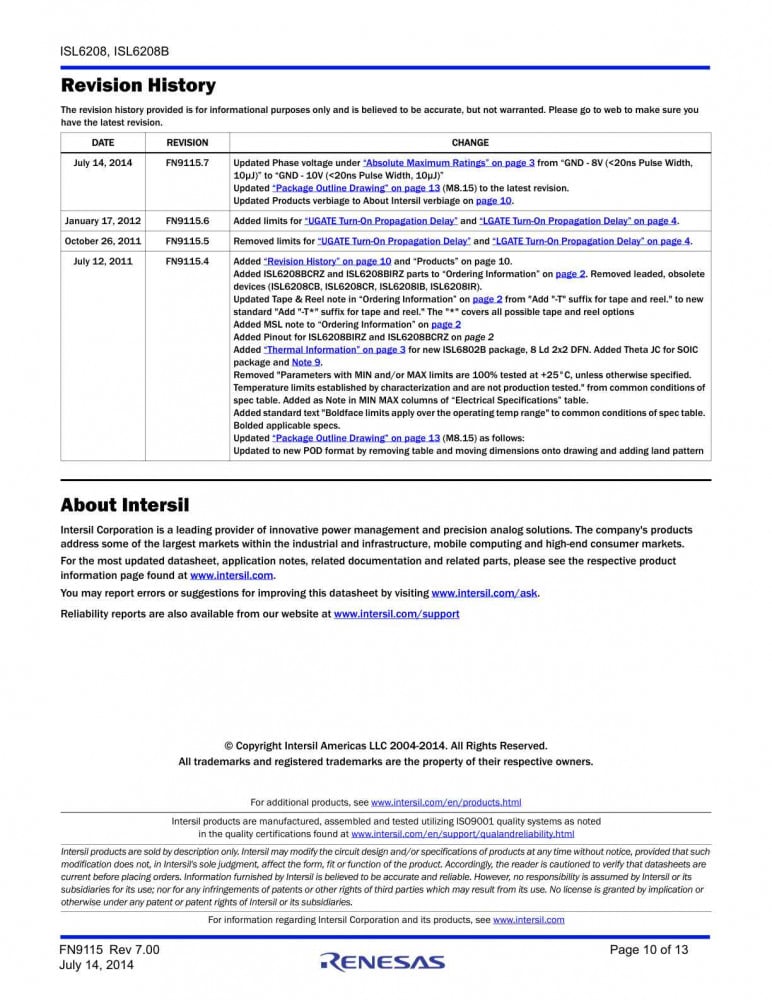 ISL6208CRZ-T datasheet page 10