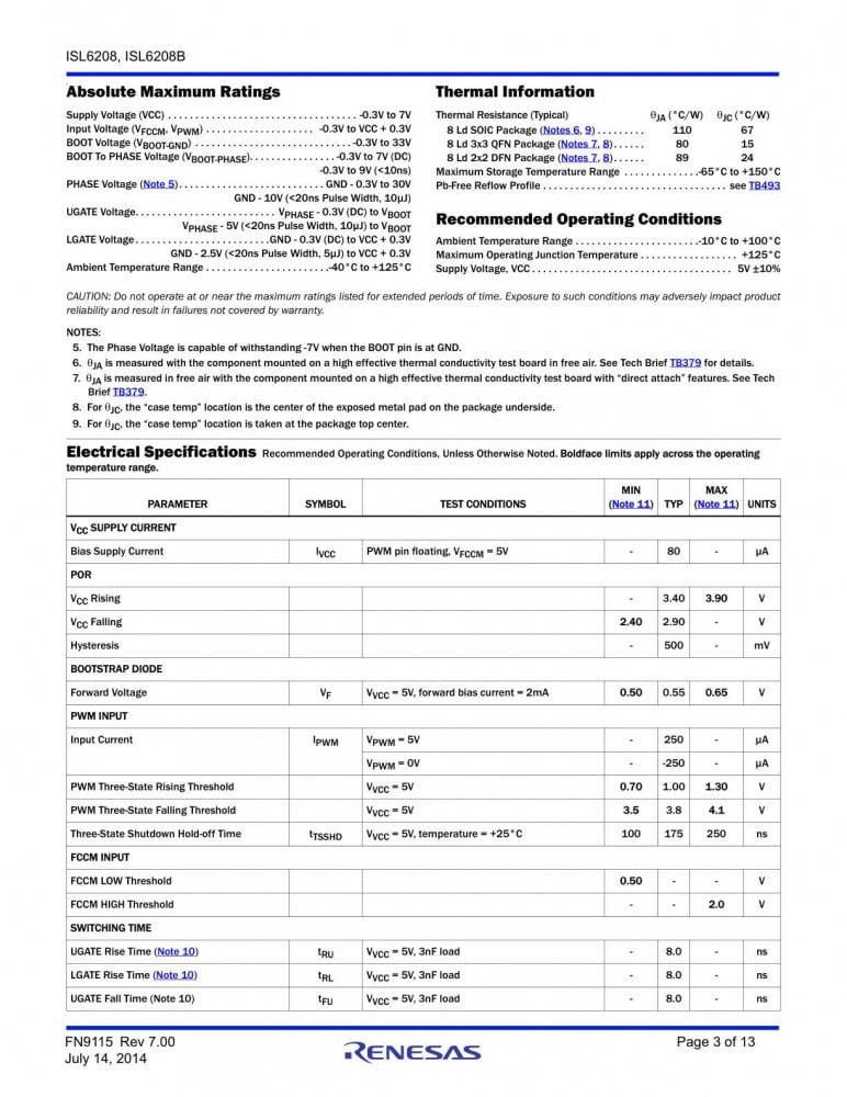 ISL6208CRZ-T datasheet page 3