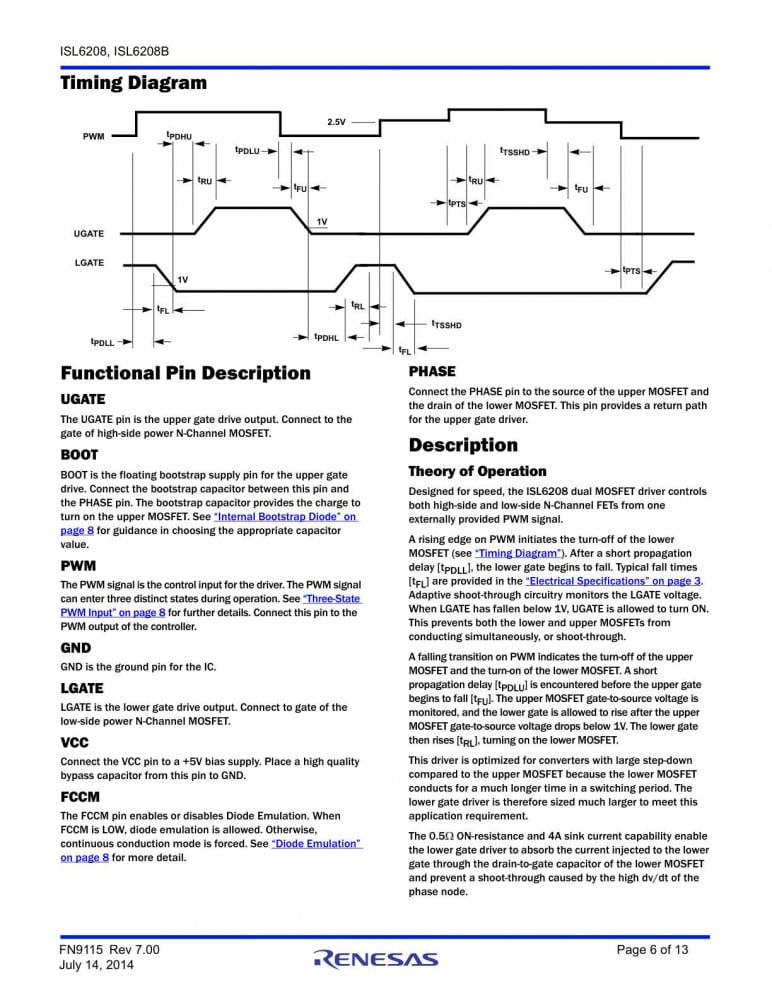 ISL6208CRZ-T datasheet page 6