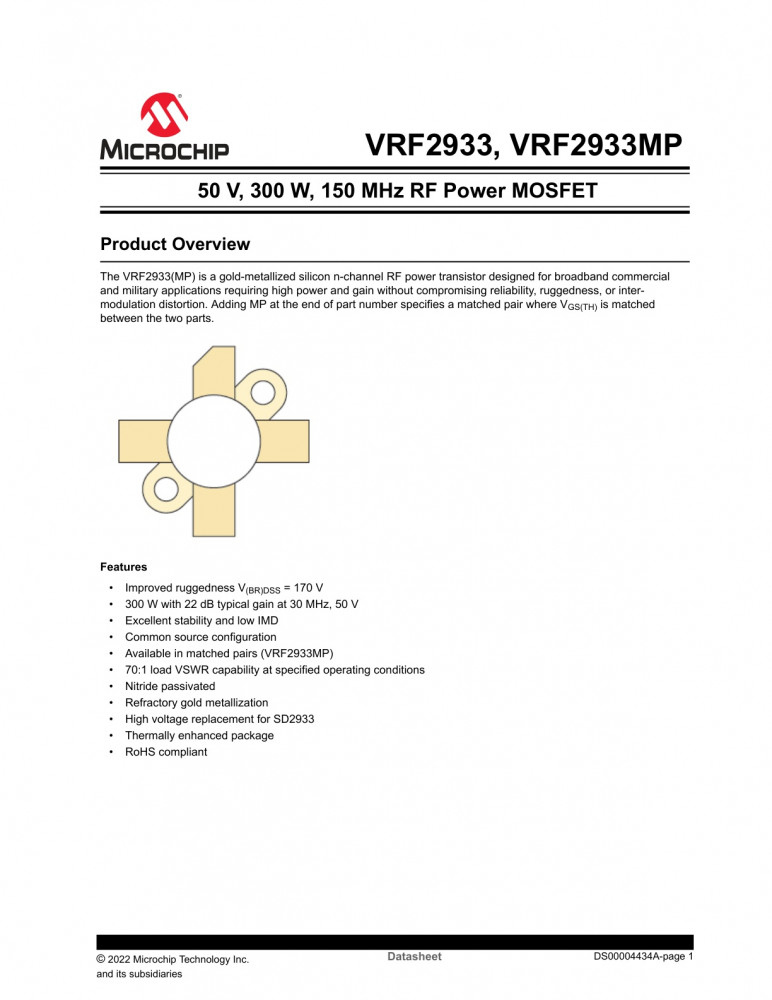 VRF2933 datasheet page 1