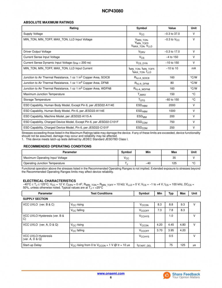 NCP43080 datasheet page 6
