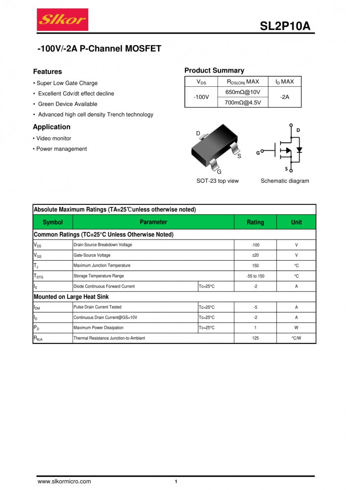 SL2P10A datasheet page 1