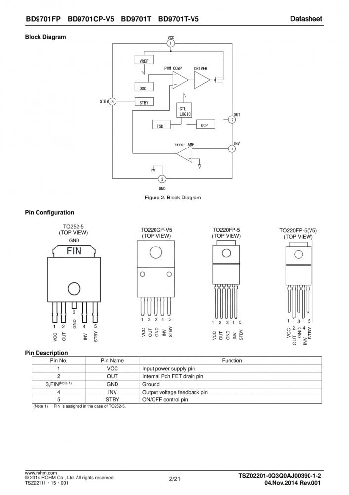 BD9701T technical document page 2