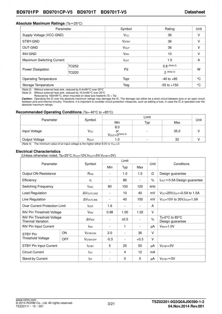 BD9701T technical document page 3
