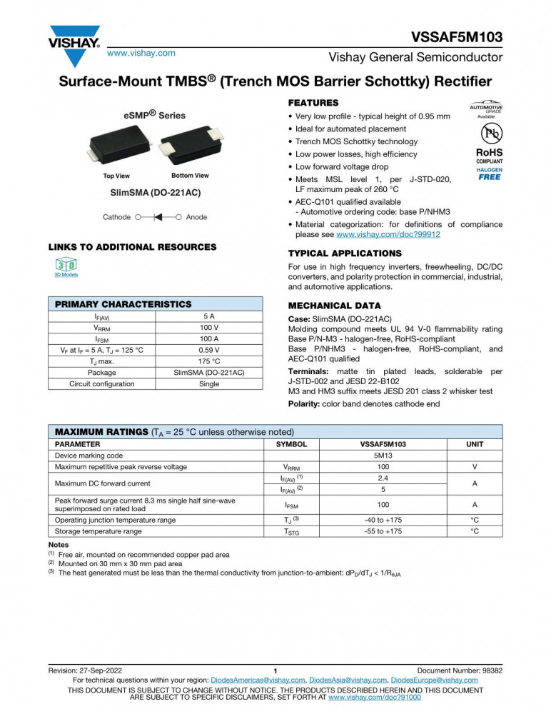 VSSAF5M103 datasheet page 1