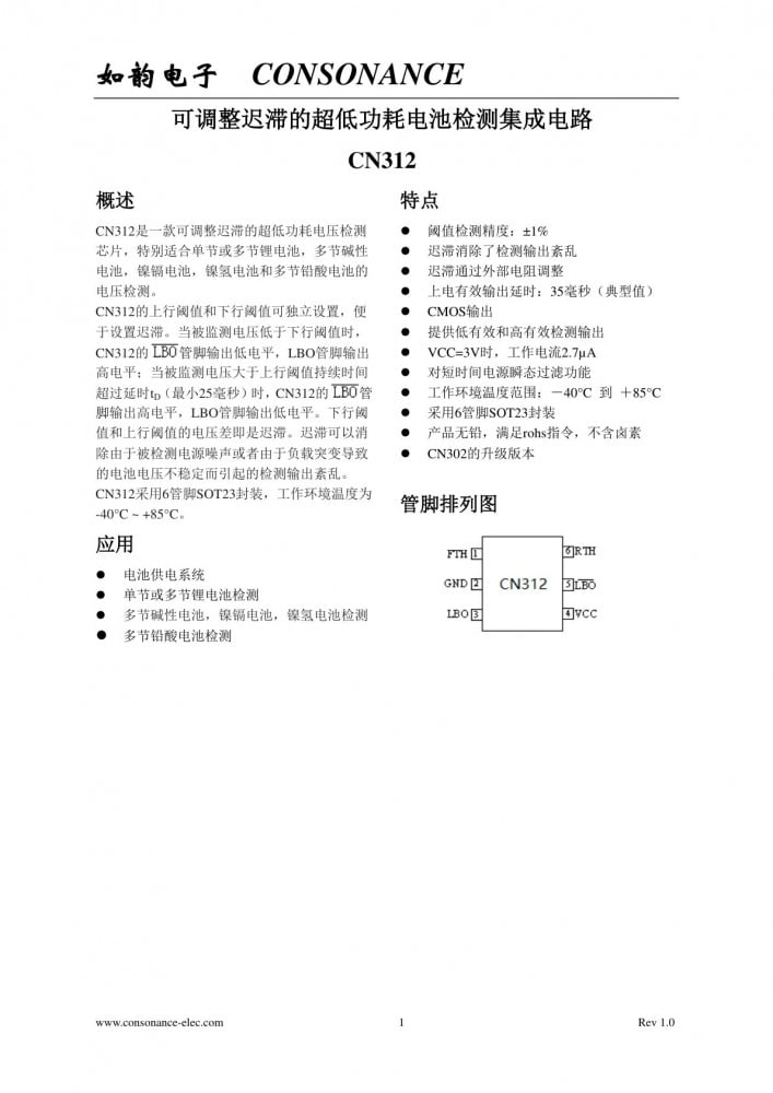 CN312 datasheet page 1