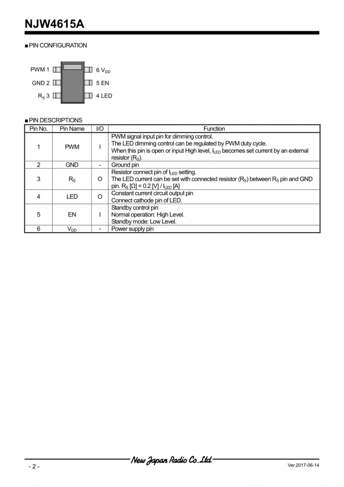 NJW4615A datasheet page 2