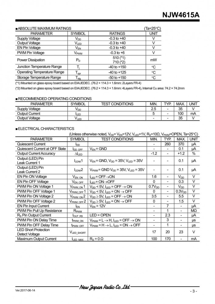 NJW4615A datasheet page 3