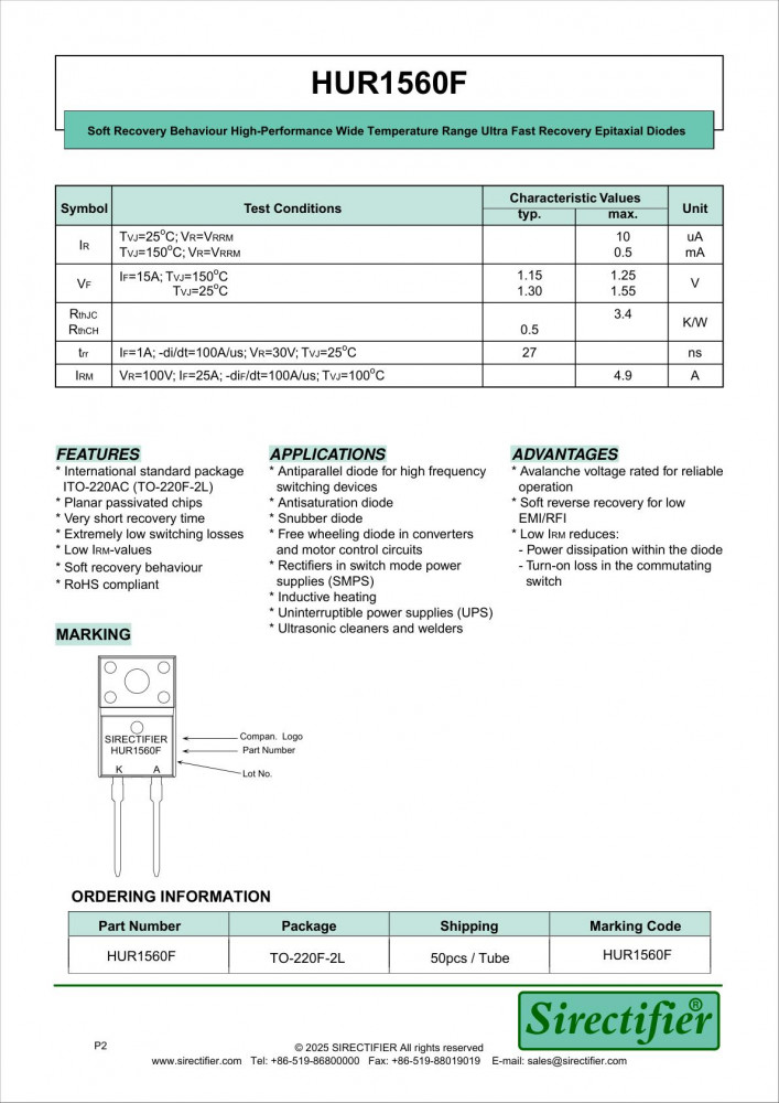HUR1560F technical document page 2