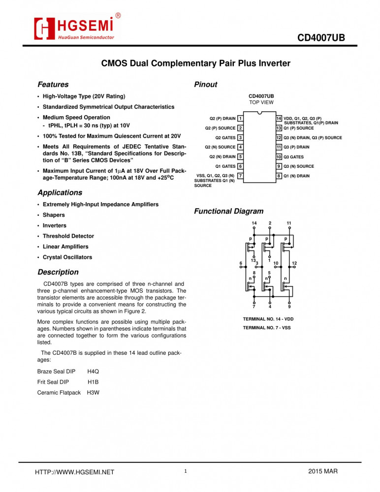 CD4007UBM/TR technical document page 1