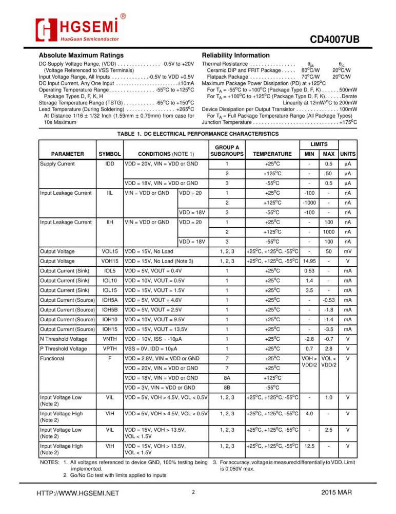CD4007UBM/TR technical document page 2