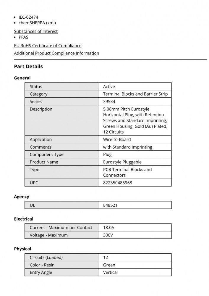 ESE Eurostyle terminal block specification, page 2