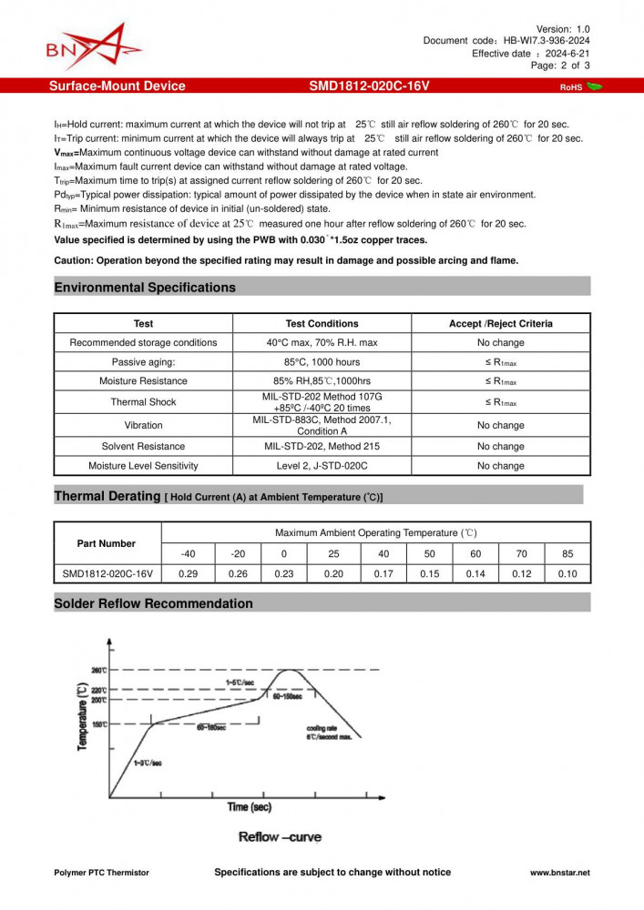 BNstar SMD1812-020C-16V datasheet page 2