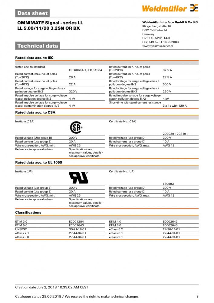 WEIDMULLER 1001790000 datasheet page 3