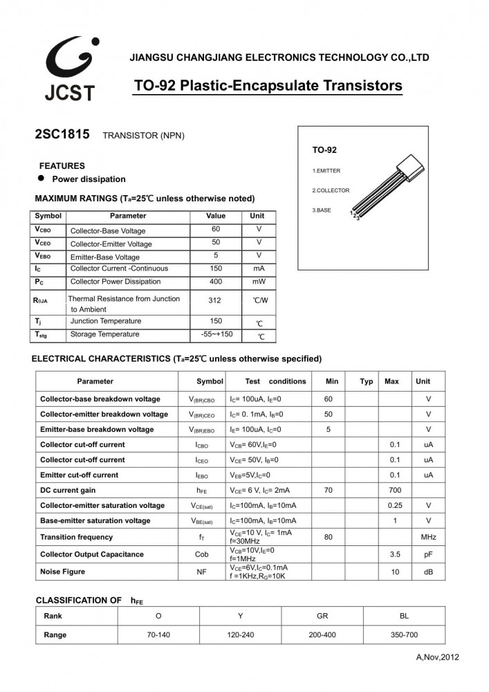 2SC1815 datasheet page 1