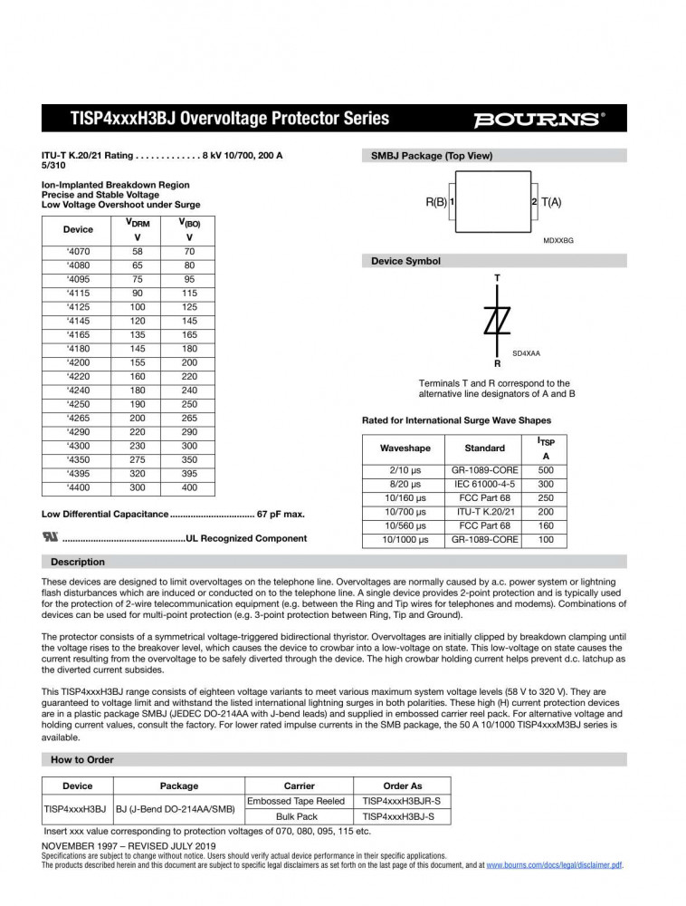 TISP4xxxH3BJ datasheet page 2