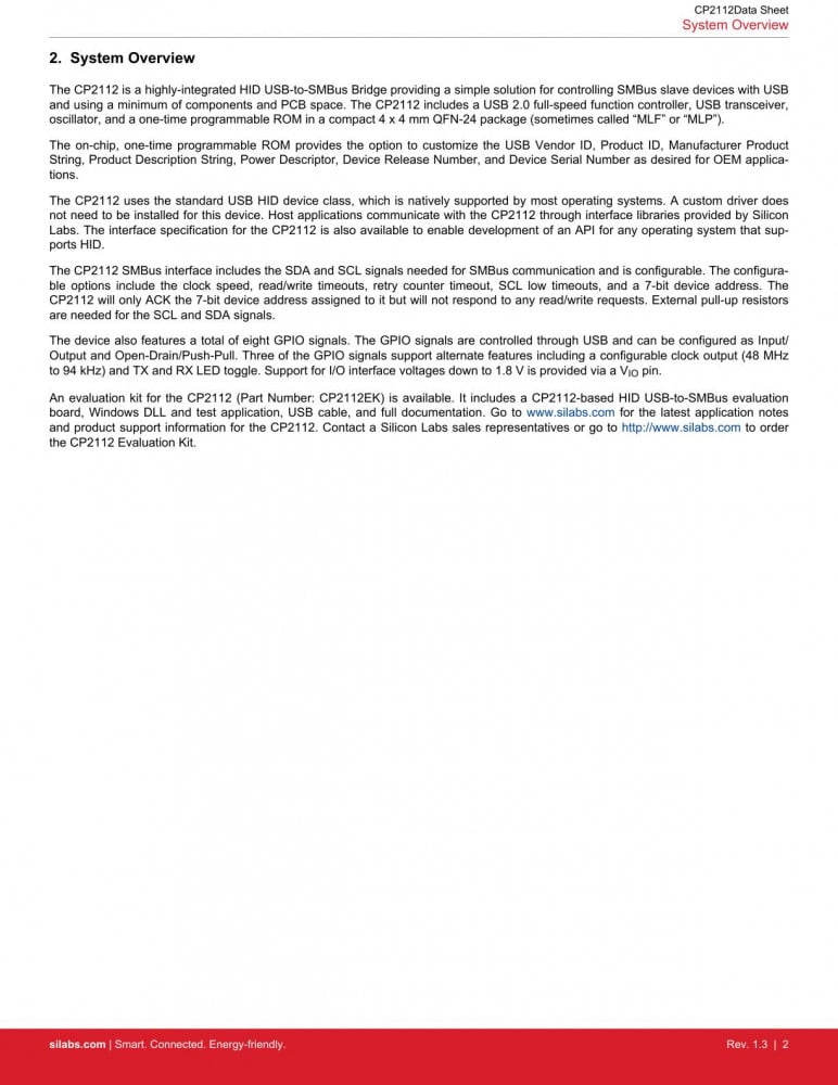 CP2112 datasheet page 3