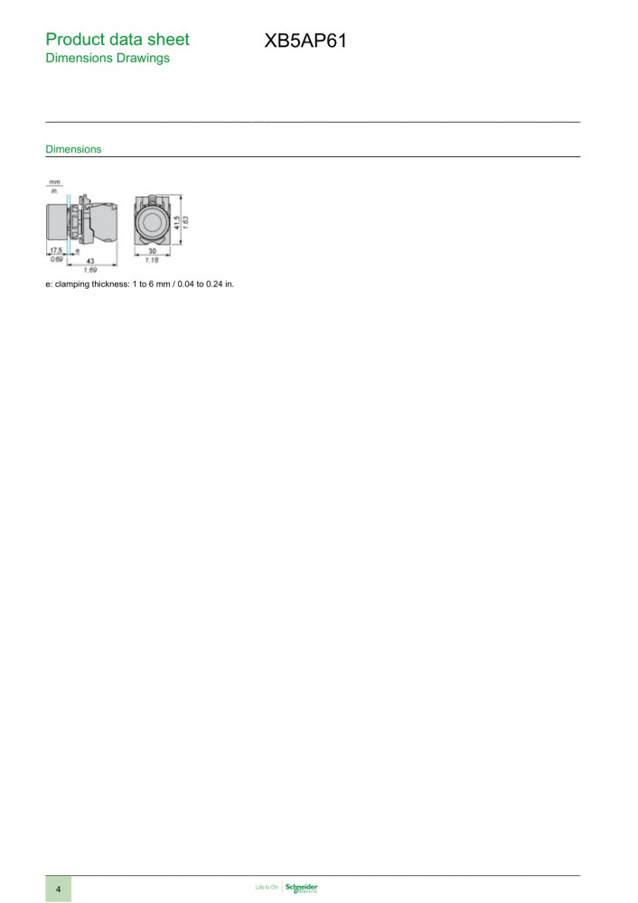 XB5AP61 technical document page 4