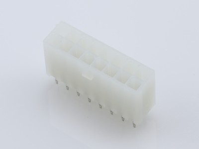 Mini-Fit Jr. Vertical Header, 4.20mm Pitch, Dual Row, 18 Circuits, with Snap-in Plastic Peg PCB Lock, Tin, Natural