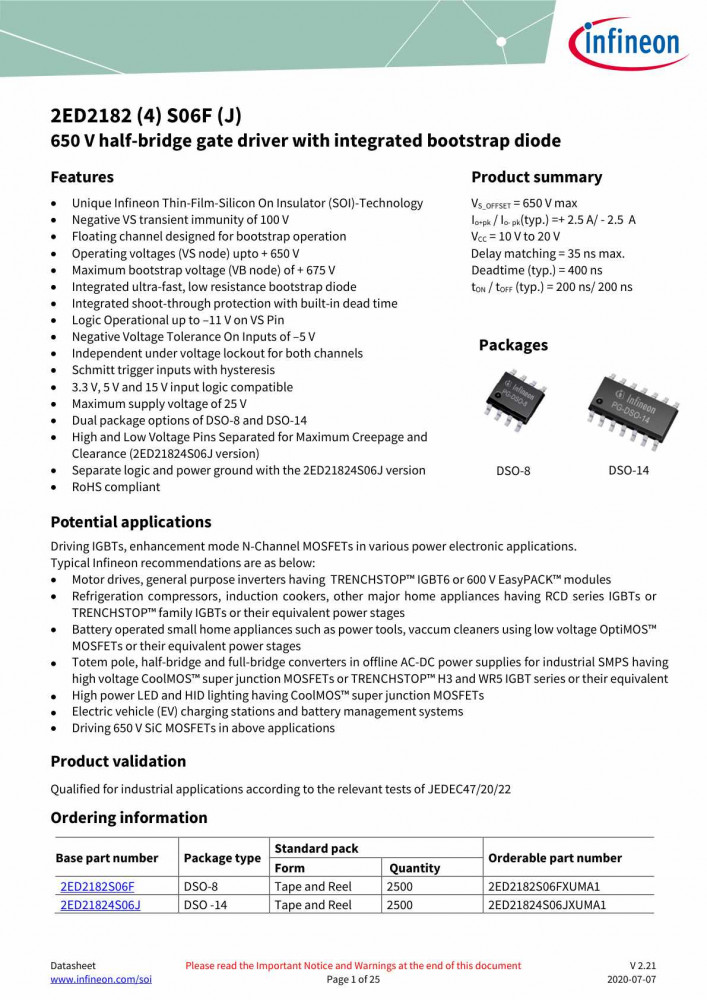 2ED2182S06FXUMA1 datasheet page 1
