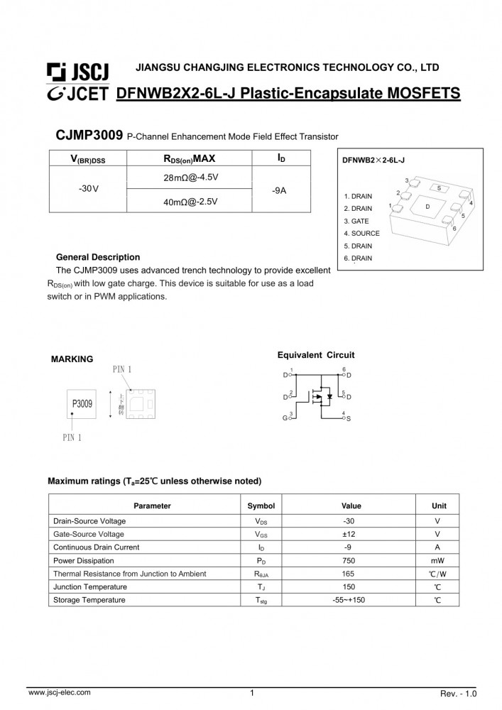 CJMP3009 datasheet page 1