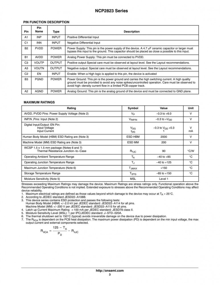 NCP2823 datasheet page 3
