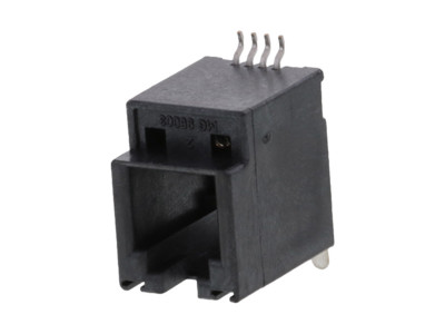 Modular Jack, Vertical, Top Entry, Surface Mount, 6/6, Low Profile, Pick-and-Place Polyimide Tape, 13