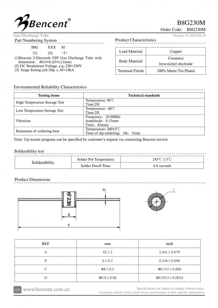 B8G230M datasheet page 2