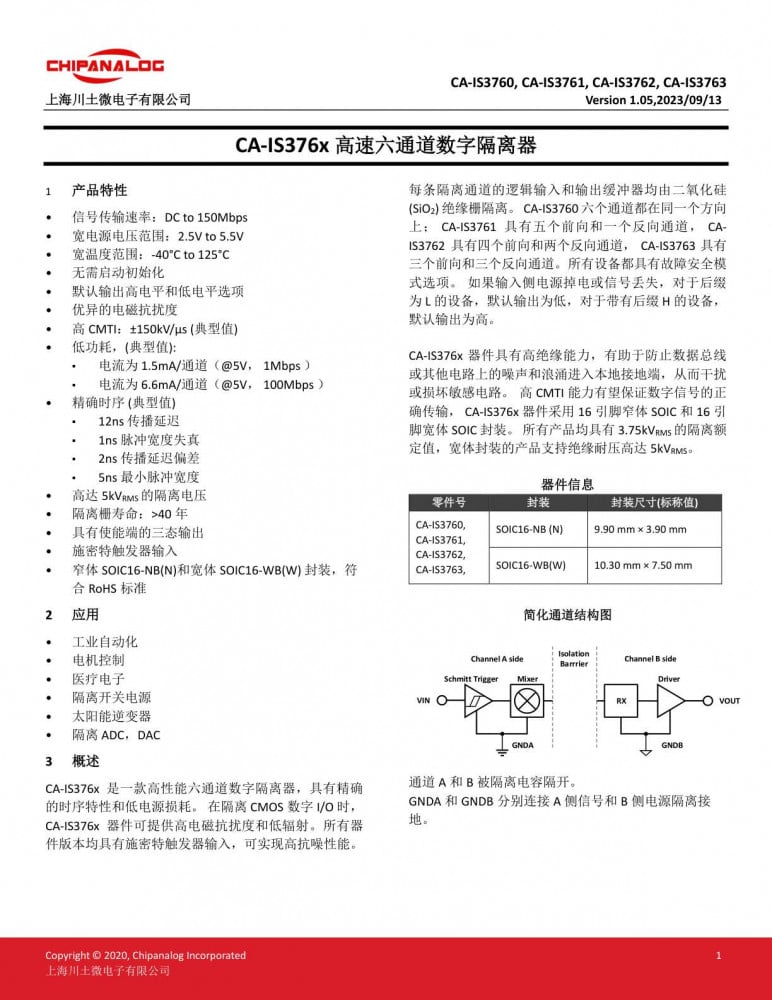 CA-IS3762LN datasheet page 1