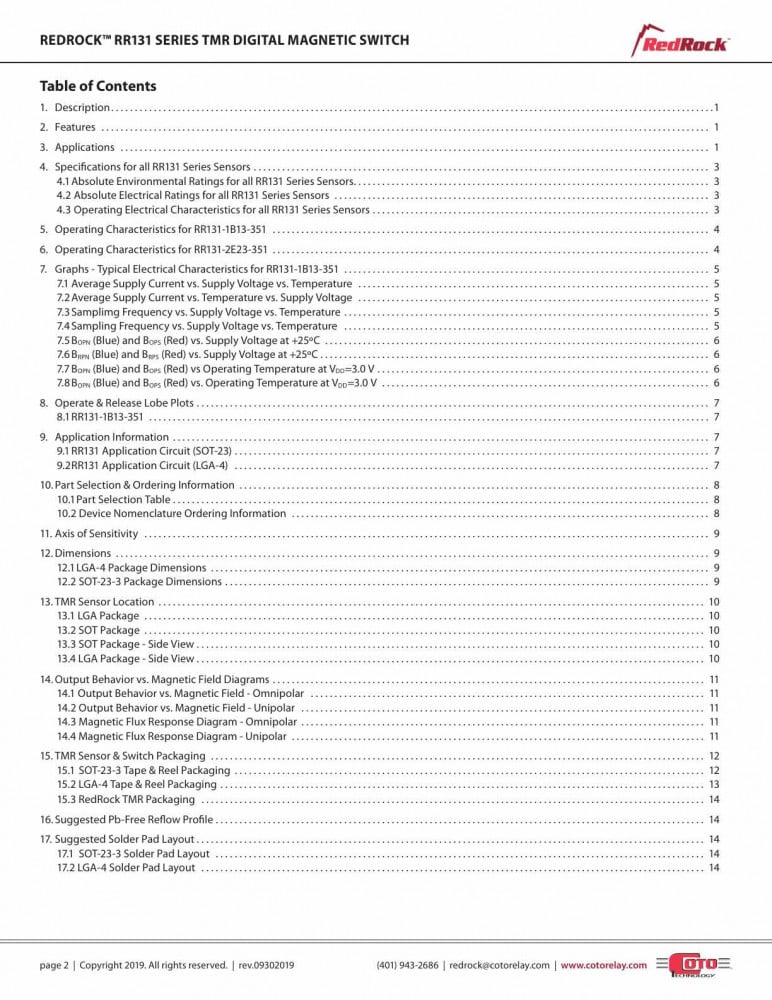 COTO RR131 datasheet page 2