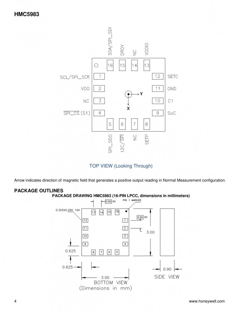 HMC5983 technical document page 4
