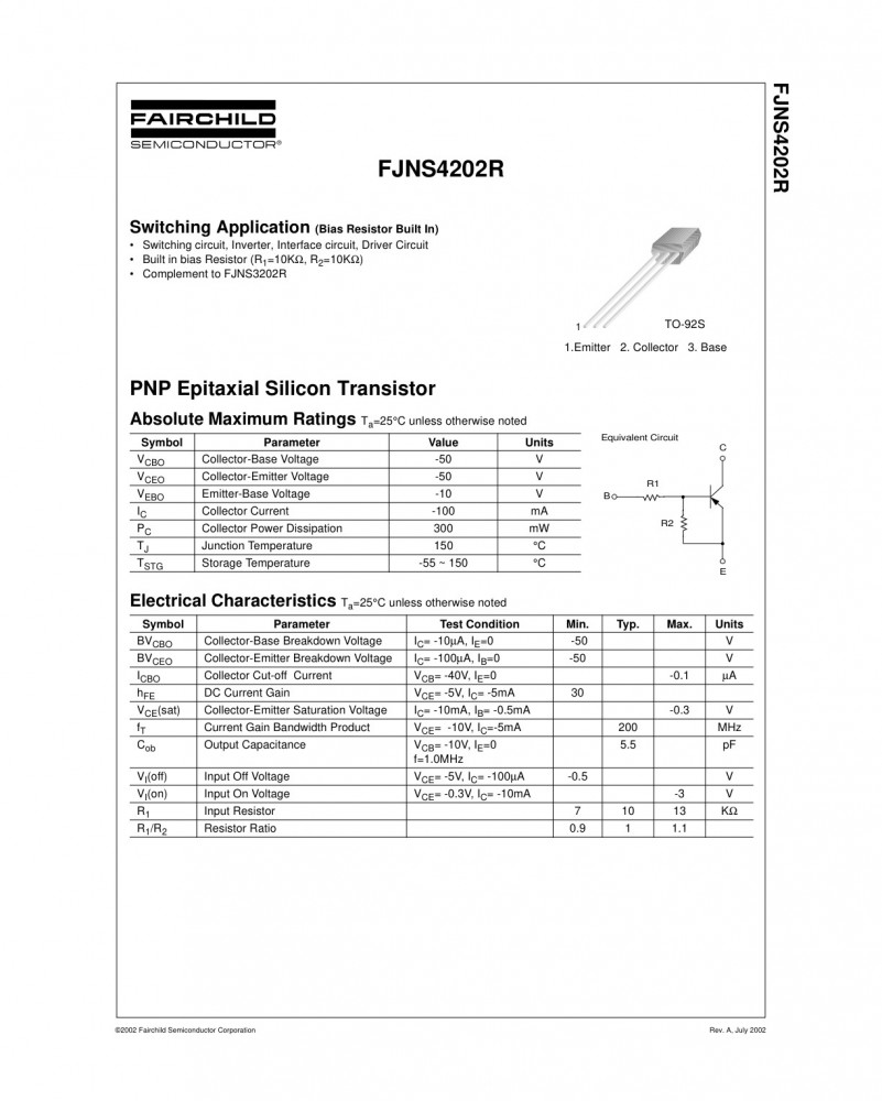 FJNS4202RTA datasheet page 1