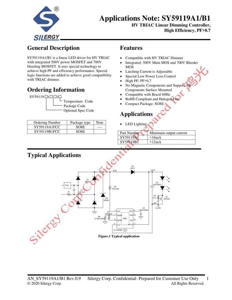SY59119A1FCC technical document page 1