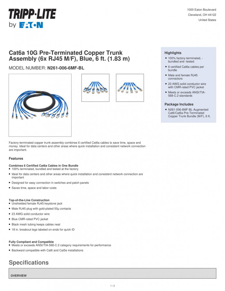 N261-006-6MF-BL technical document page 1