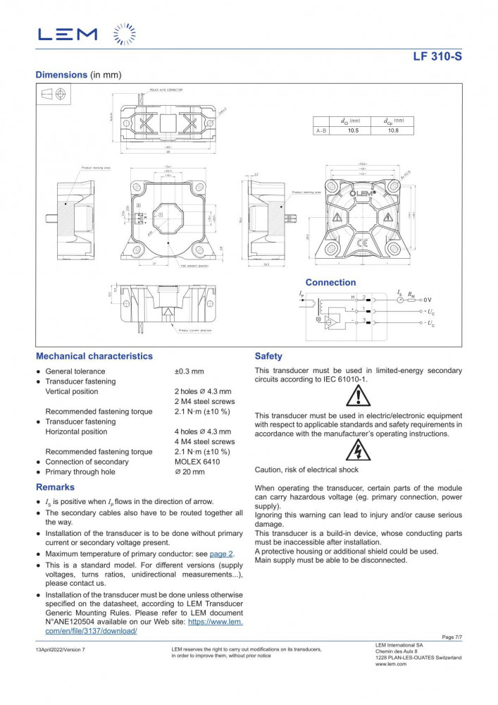 LEM LF 310-S datasheet page 7