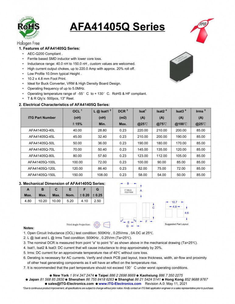 AFA41405Q product documentation page 1