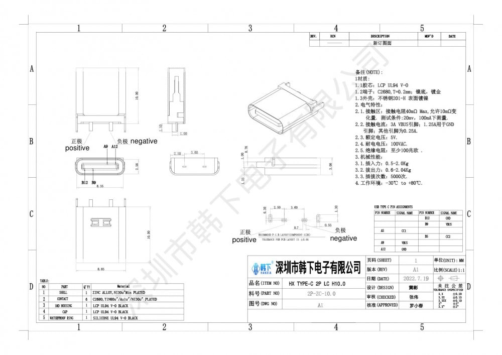 HX TYPE-C 2P LC H10.0 technical drawing preview
