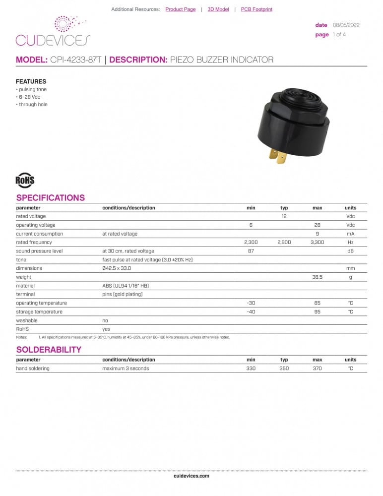 CPI-4233-87T datasheet page 1