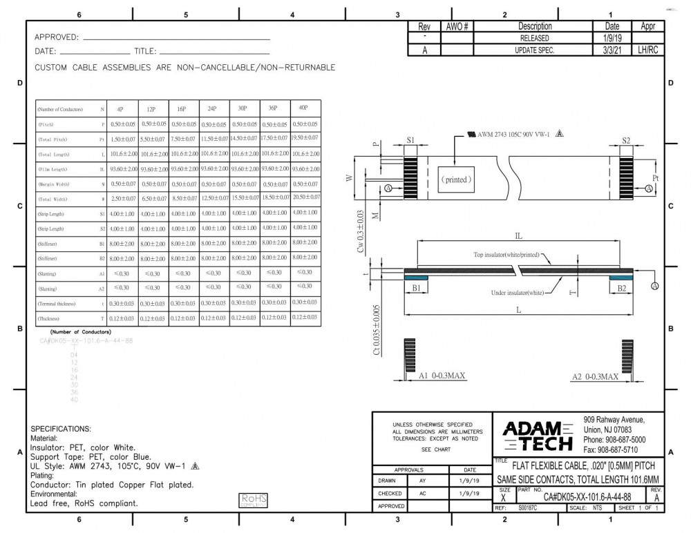 ADAM TECH CA-DK05-40-101.6-A-44-88 technical drawing